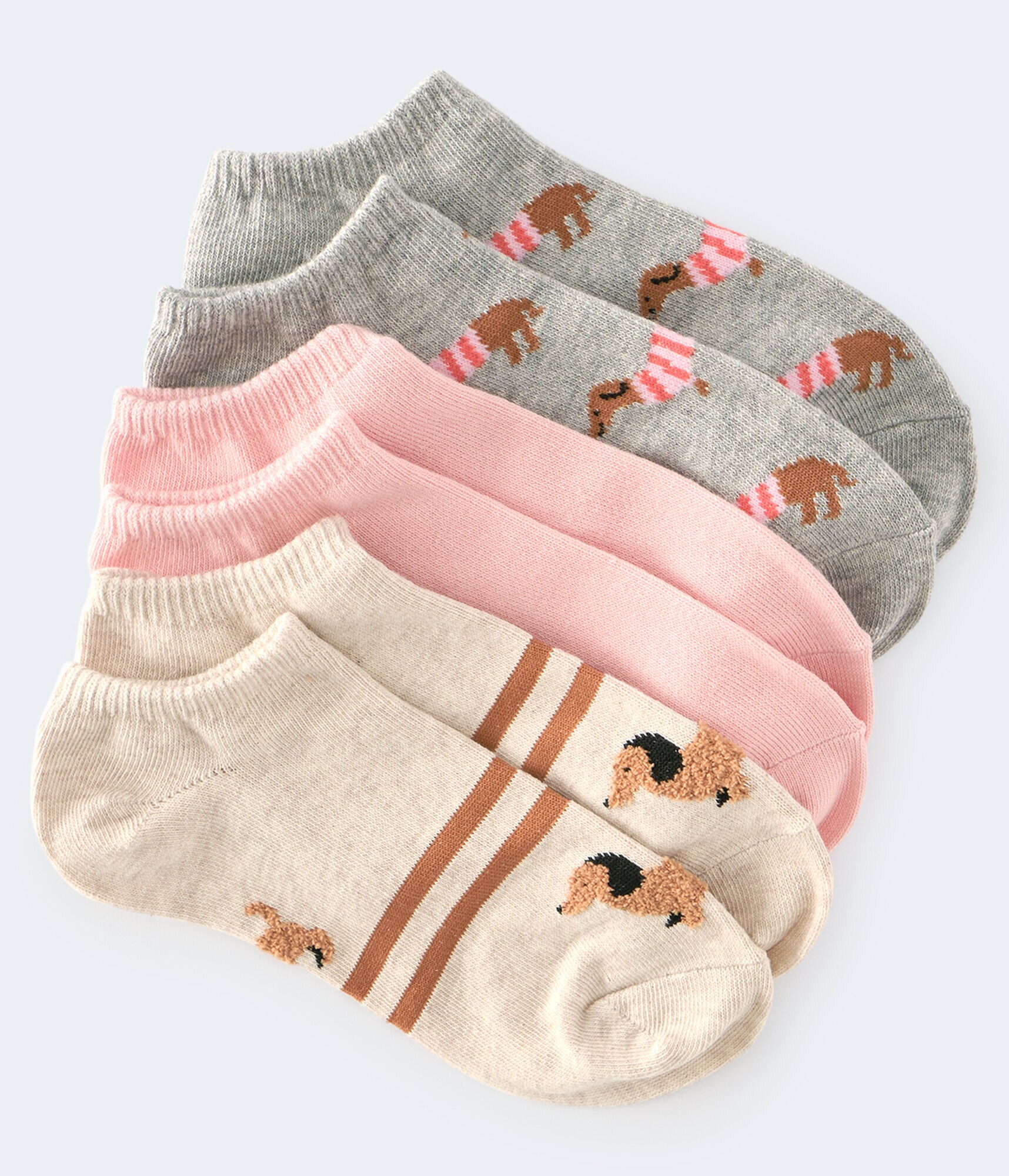 Fuzzy Dachshund Ankle Sock 3-Pack