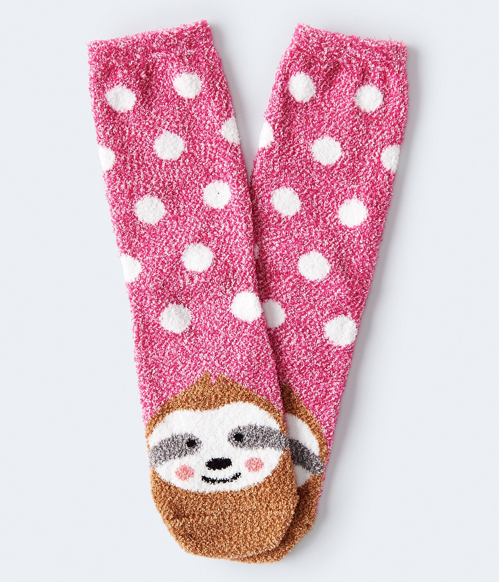 Sloth Dot Fuzzy Crew Socks