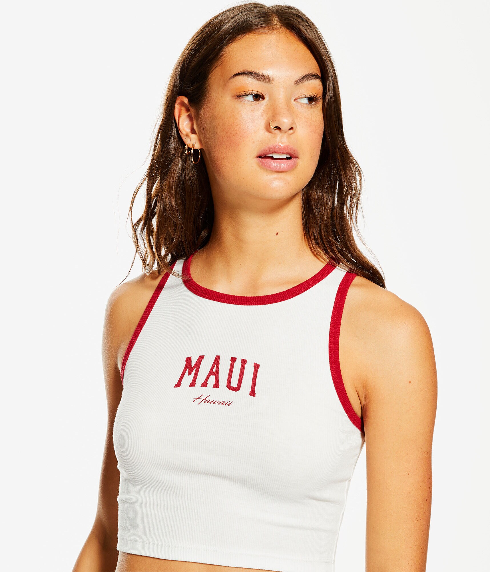 Maui High-Neck Cropped Tank