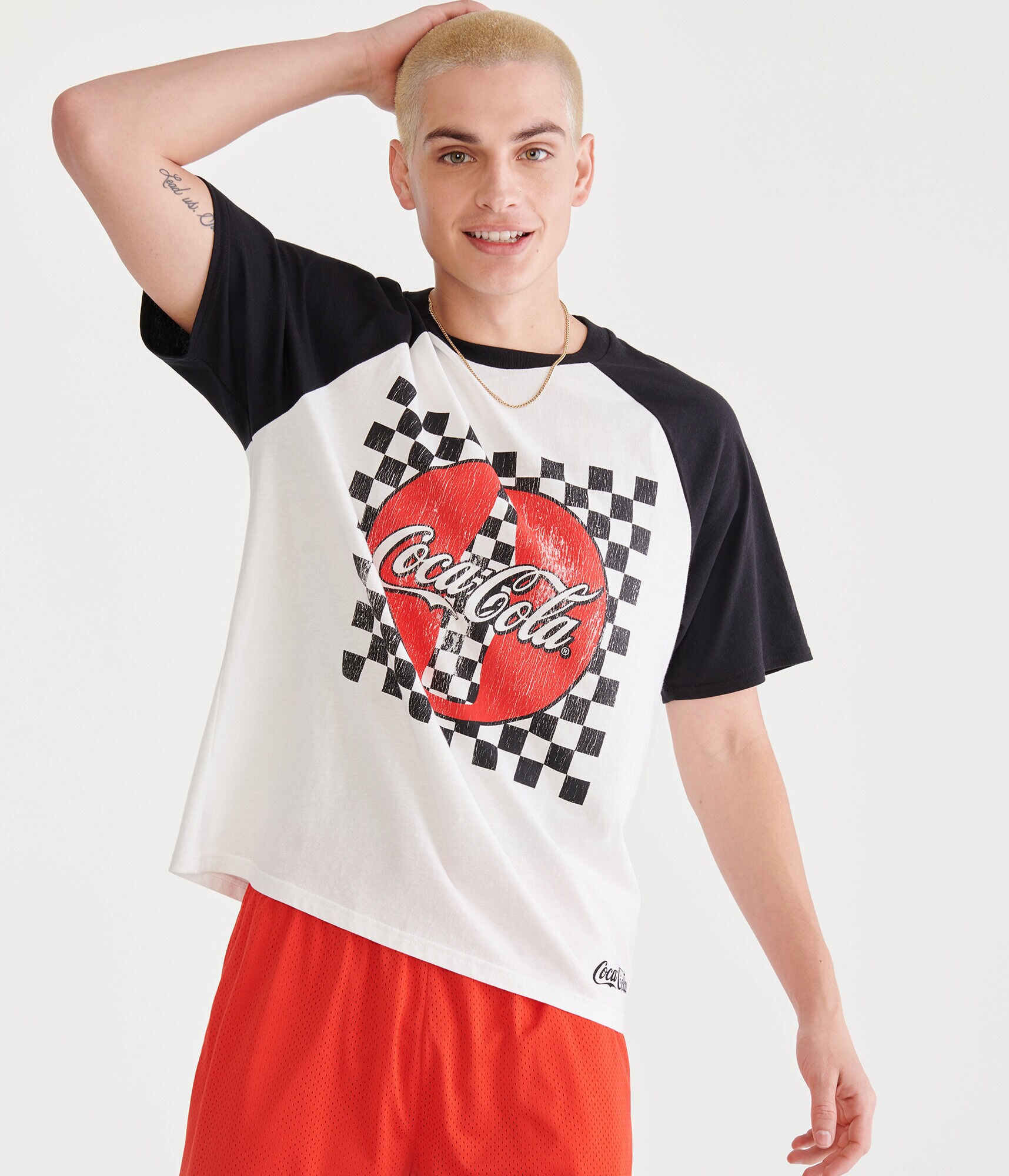 Coca-Cola® by Aeropostale Checker Logo Raglan Graphic Tee