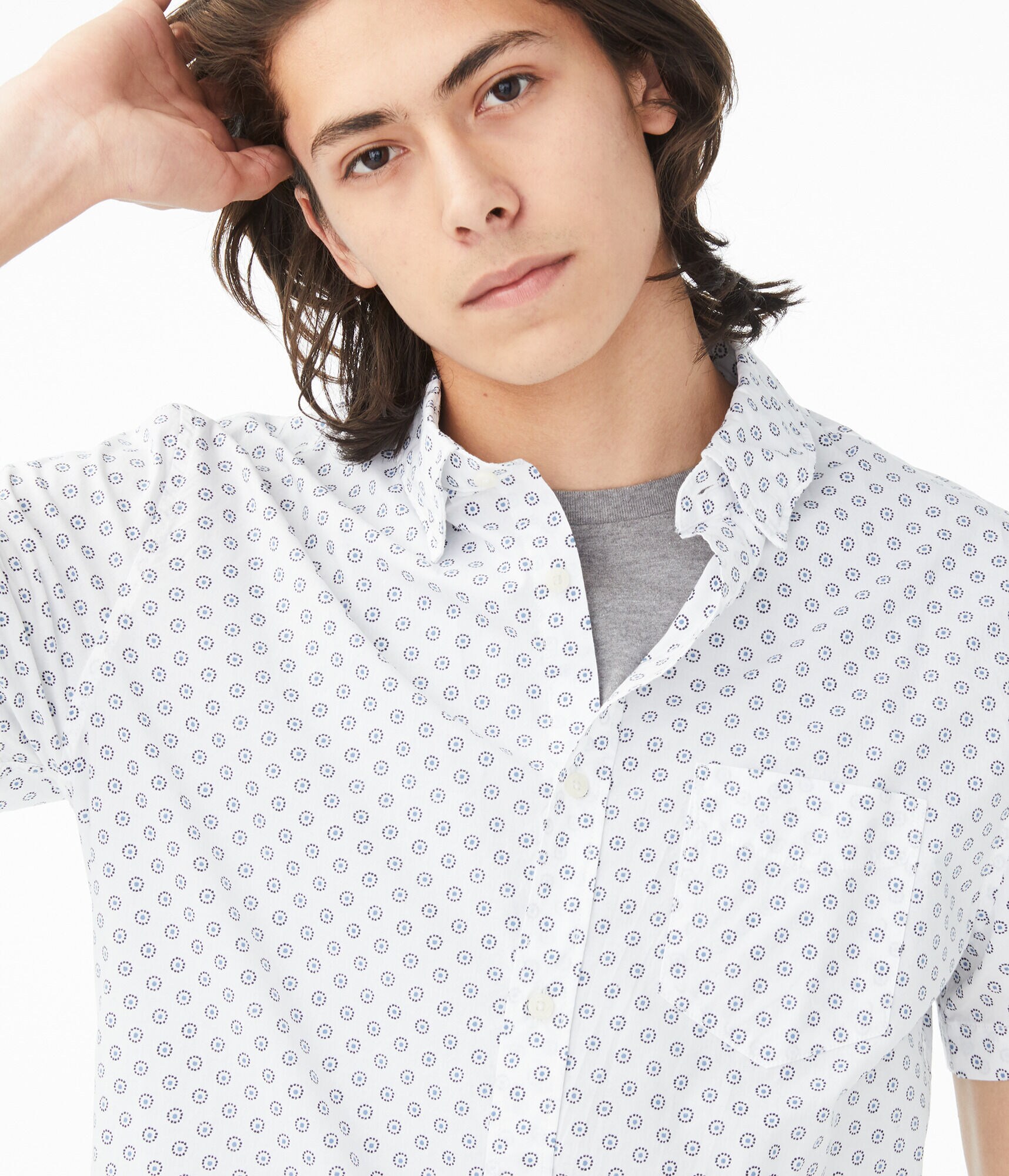 Geometric Tile Button-Down Shirt