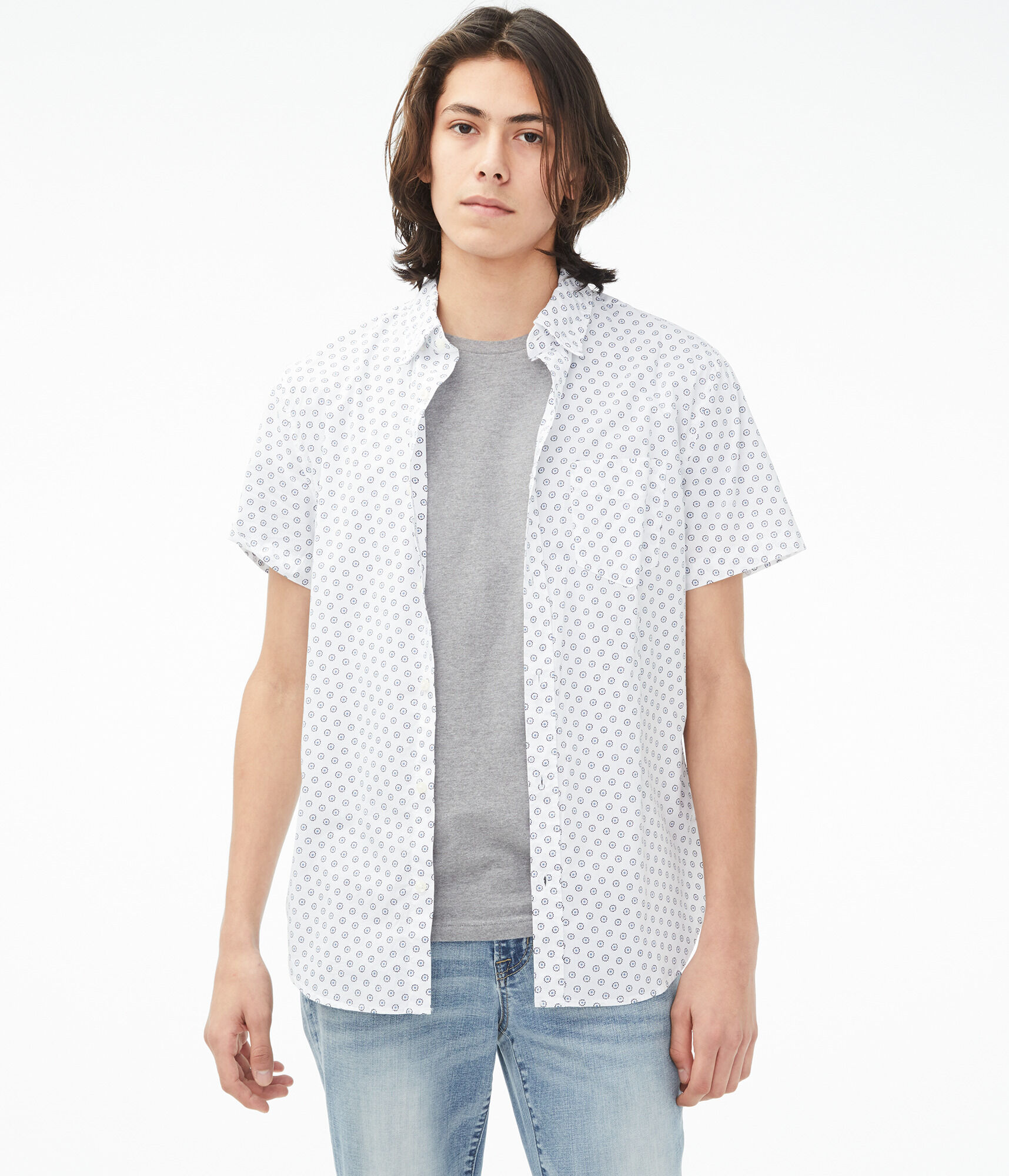 Geometric Tile Button-Down Shirt