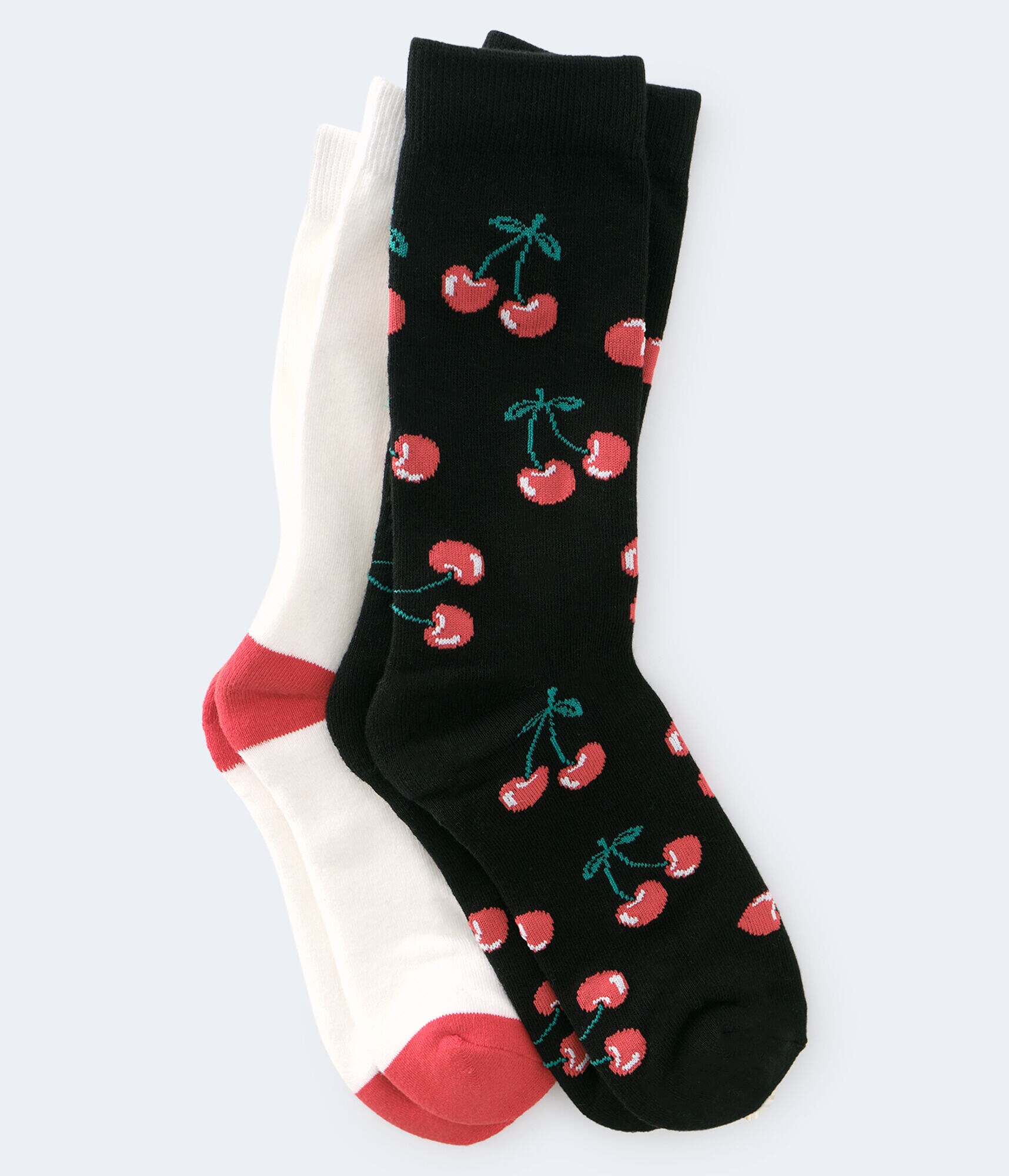 Cherry & Solid Crew Sock 2-Pack