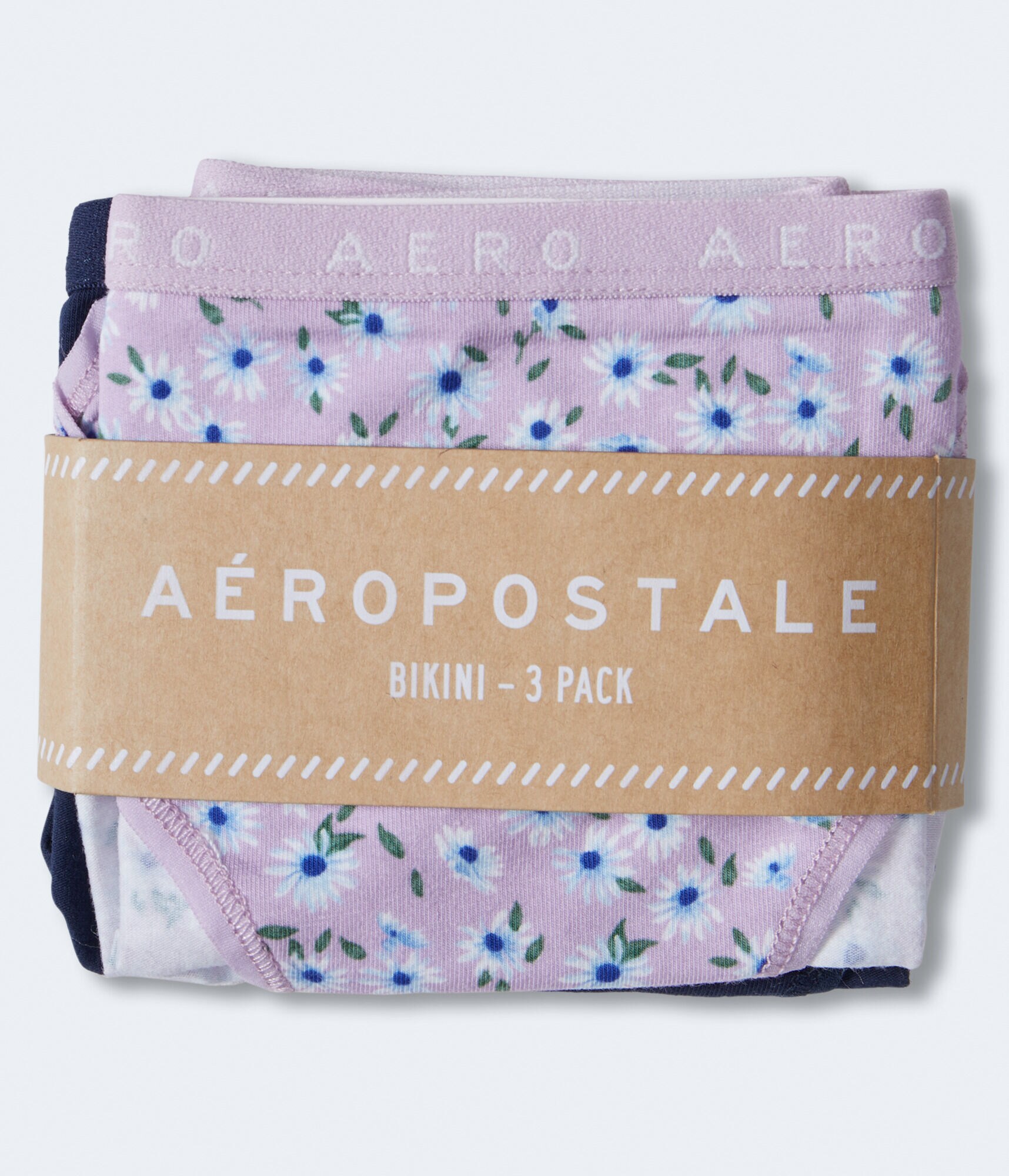 Printed & Solid Logo Bikini 3-Pack