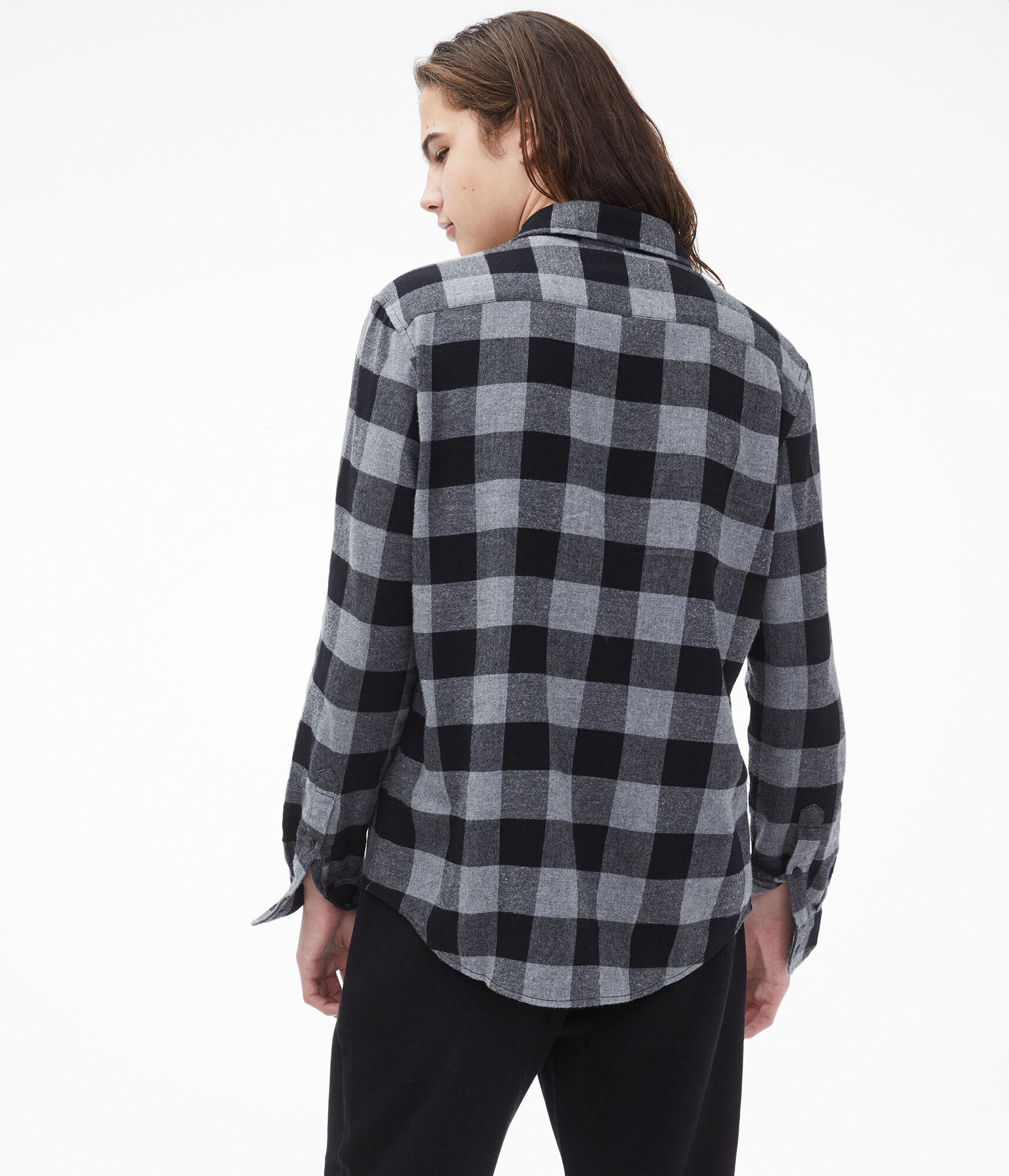 Long Sleeve Buffalo Check Button-Down Shirt