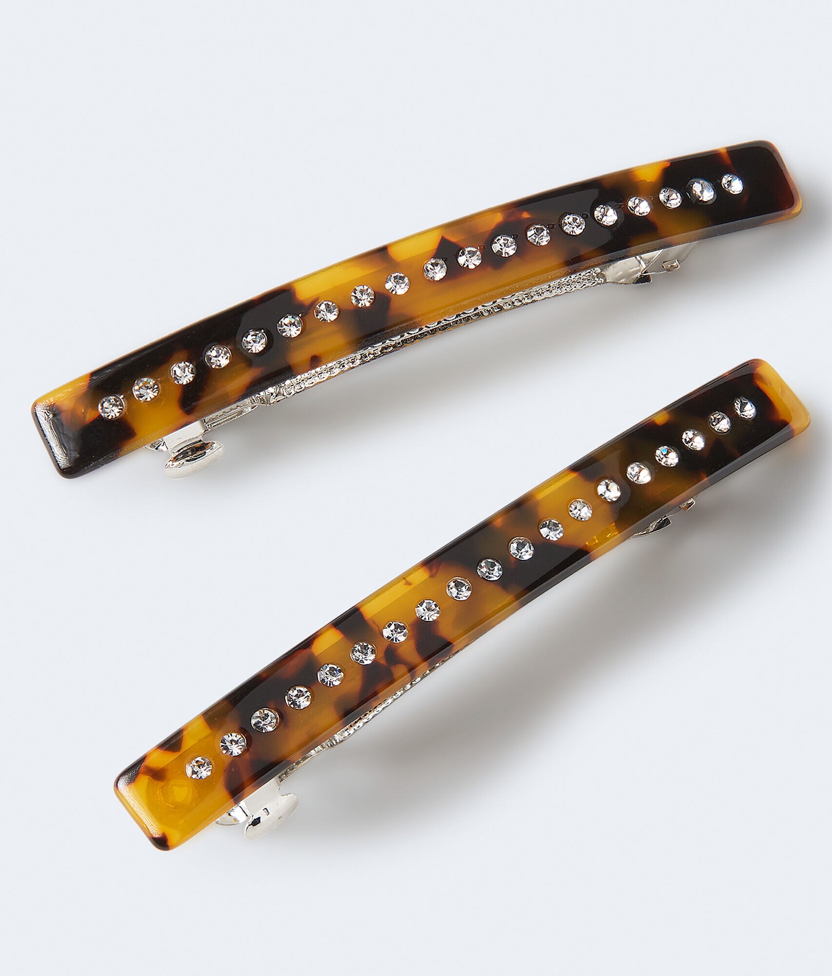 Rhinestone Tortoiseshell French Barrette 2-Pack