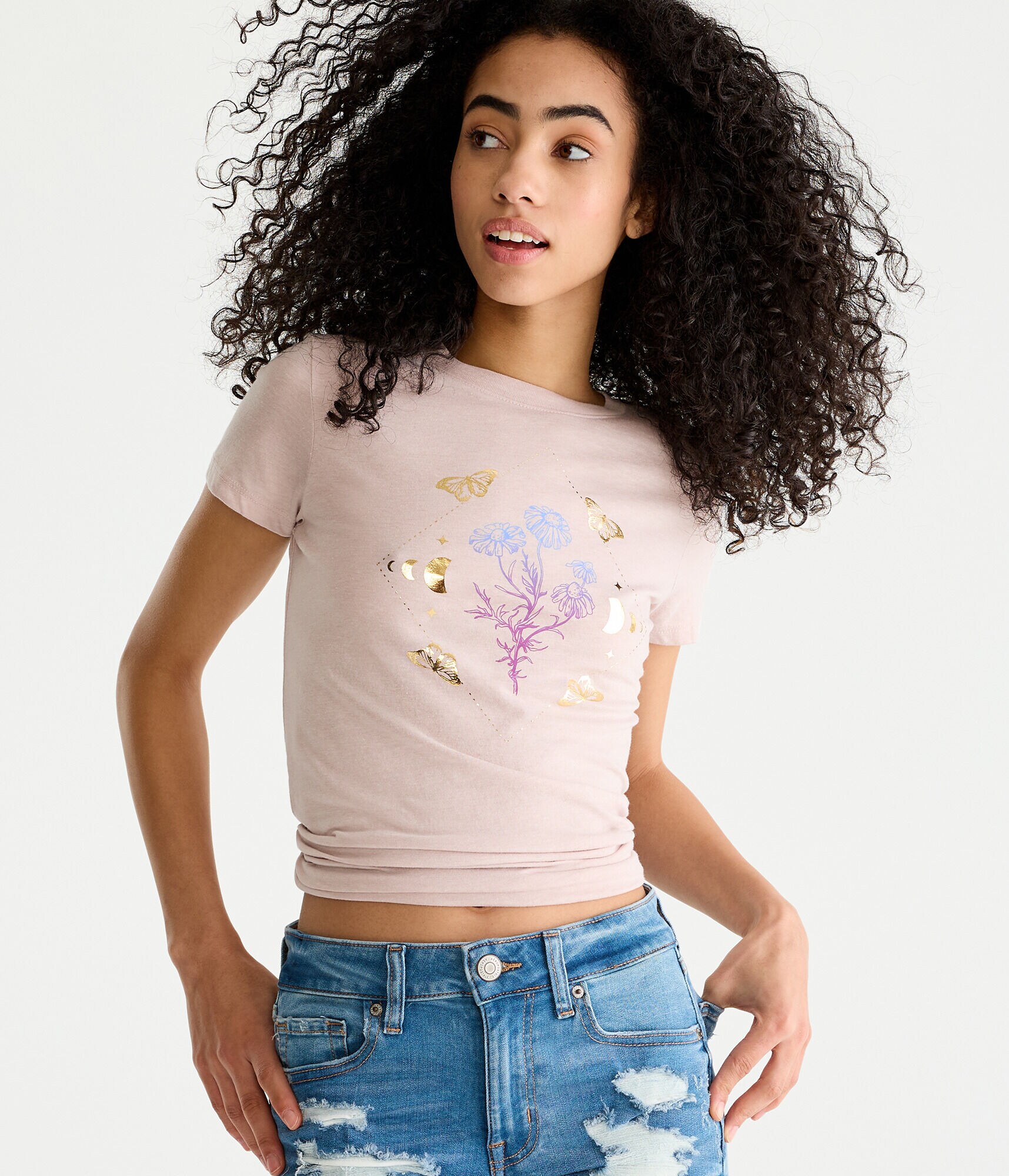 Floral Butterfly Foil Graphic Tee