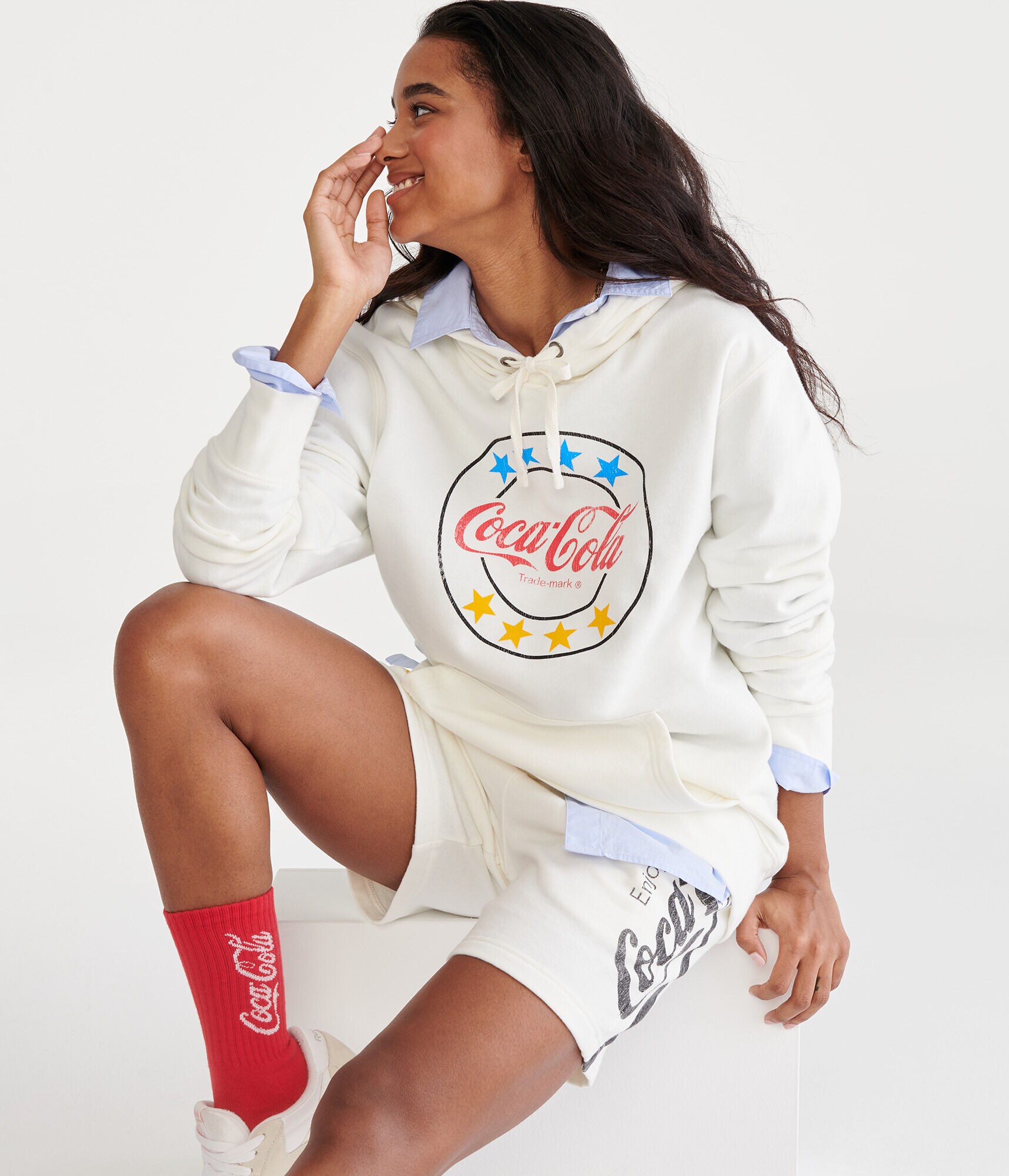 Coca-Cola® by Aeropostale Coca-Cola Stars Logo Pullover Hoodie