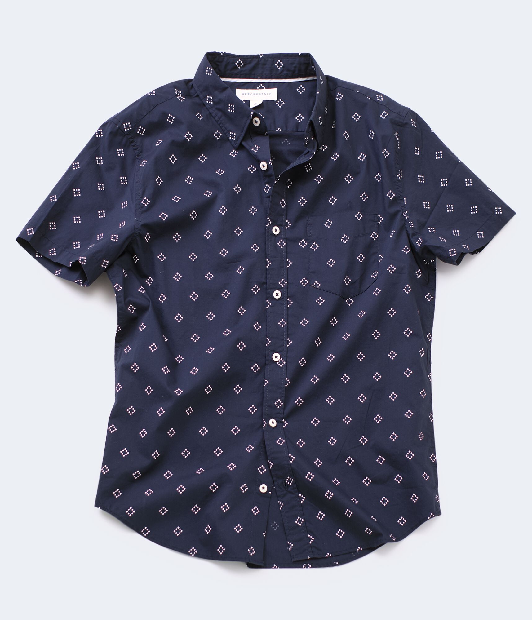 Diamond-Pattern Button-Down Shirt