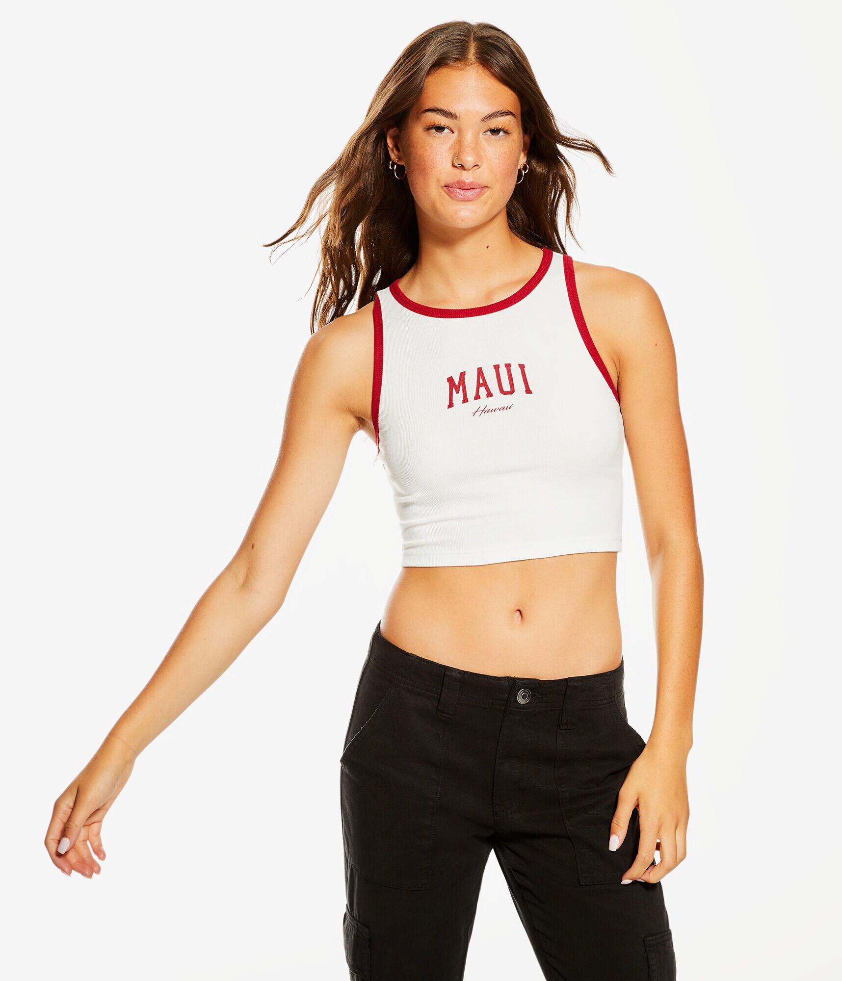 Maui High-Neck Cropped Tank