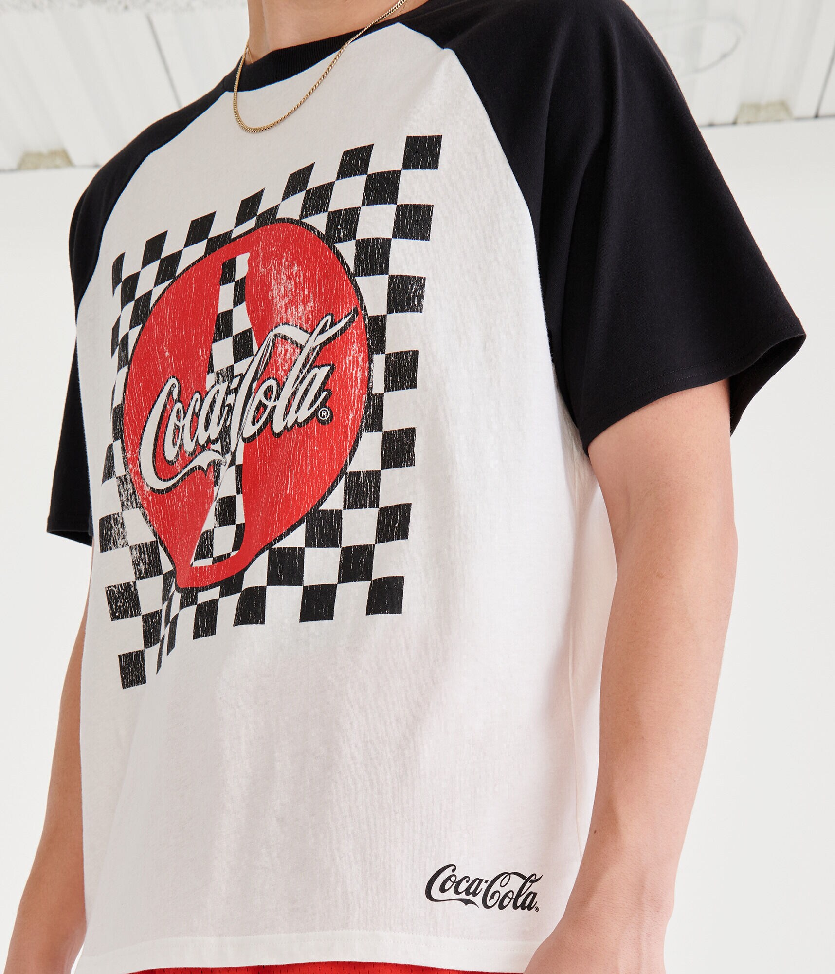 Coca-Cola® by Aeropostale Checker Logo Raglan Graphic Tee