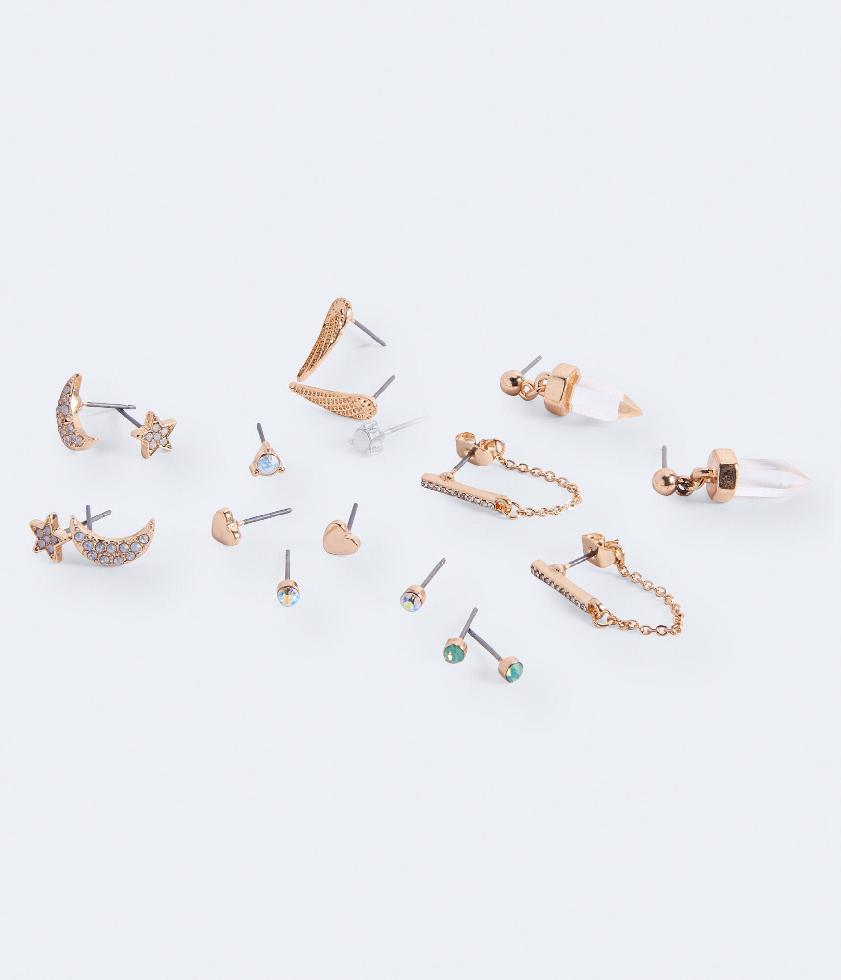 Moon Crystal Stud Earring 9-Pack